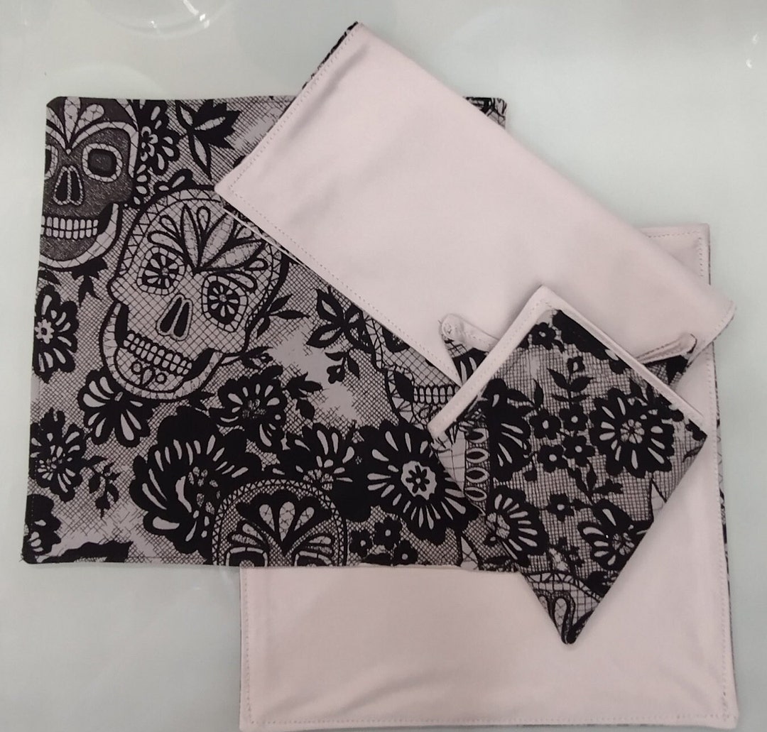 Skull Lace Cotton Fabric Handkerchief With Microfiber Silk Cleaning ...