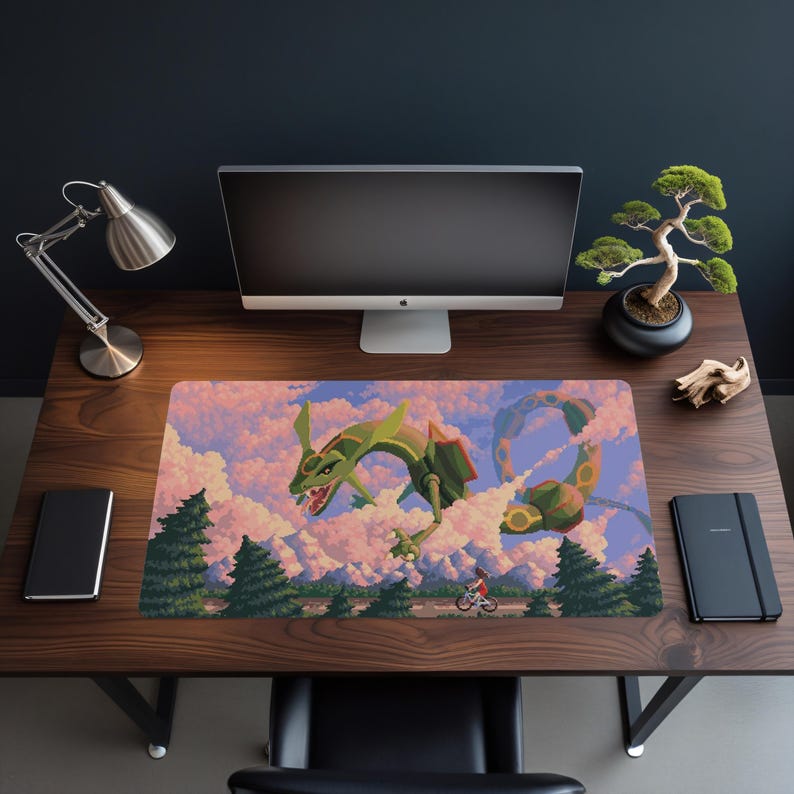 Rayquaza Inspired Mouse Pad – Legendary Anime Gaming Desk Mat, Stitched ...