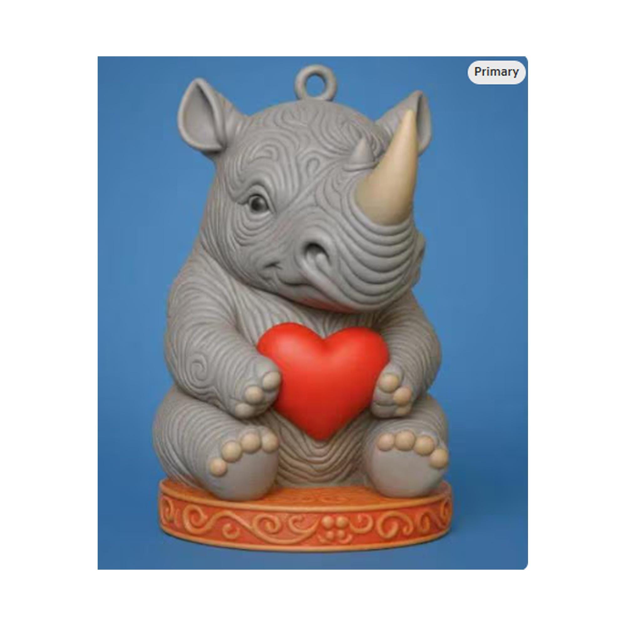 Cute Rhino With Heart – STL File for 3D Printing - Rhino Pendant for 3D ...