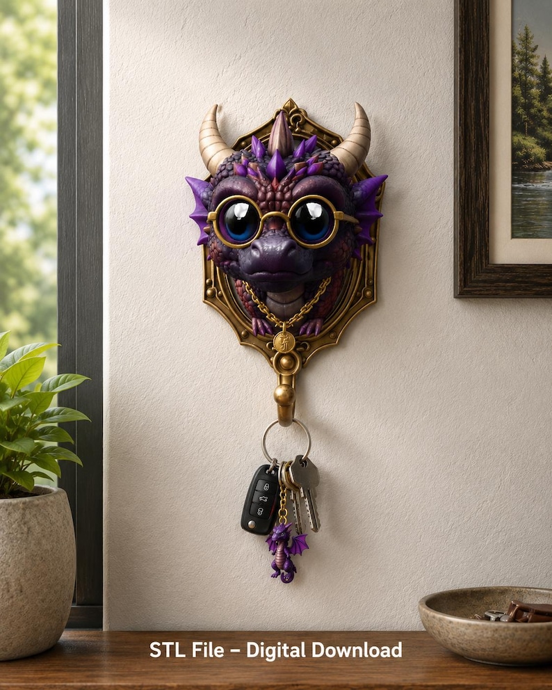 Kawaii Dragon Key Holder STL File for 3D Print - Etsy