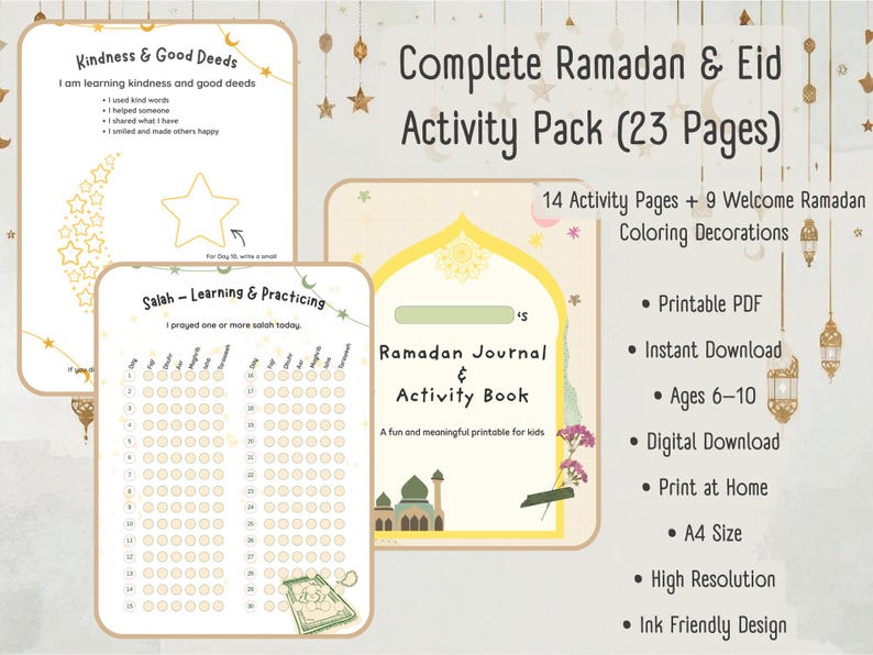 Kids Ramadan Journal Printable | 30 Day Islamic Activity Workbook | Eid ...