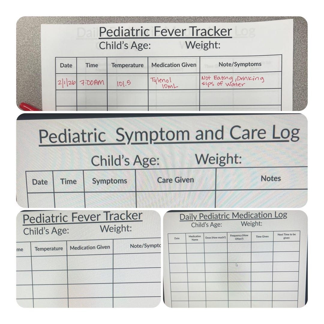 Pediatric Care Log Printable: Medication & Symptom Tracker - Etsy