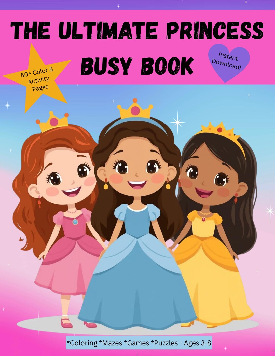 Princess Busy Book Printable for Preschool & Toddlers, Princess ...