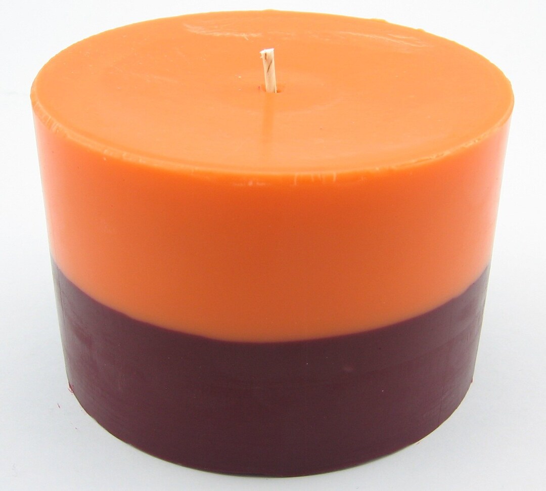 Virginia Tech Color Block Hokie Orange and Maroon Soy Pillar Candle - Etsy