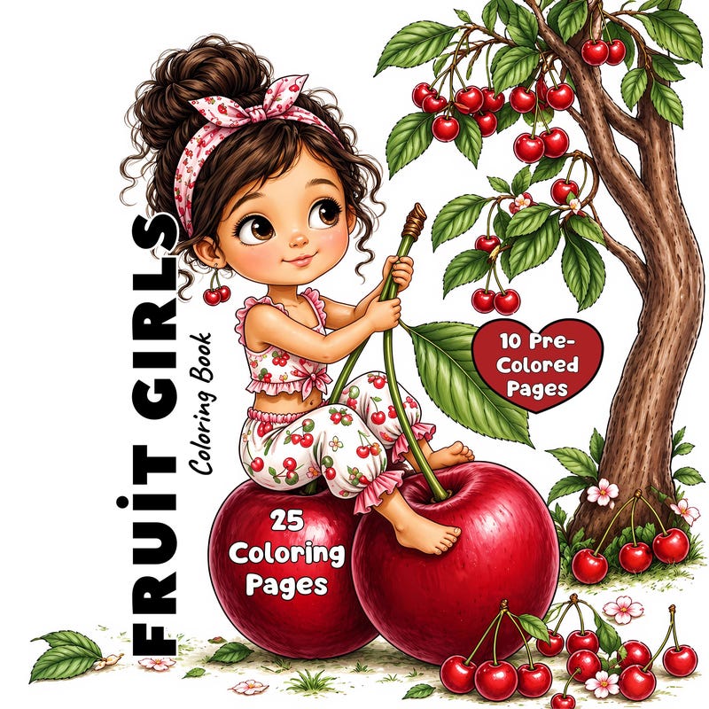 Fruit Girl Coloring Pages - Etsy