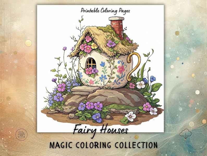 20 Fairy Houses Coloring Pages – Whimsical Fantasy Cottage Coloring ...