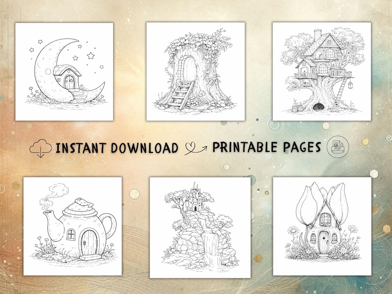 20 Fairy Houses Coloring Pages – Whimsical Fantasy Cottage Coloring ...