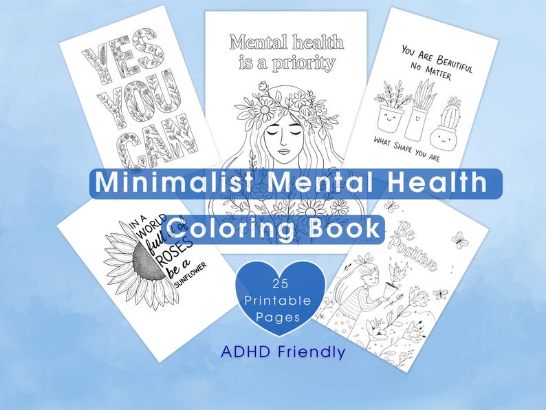 Mental Health Coloring Pages | ADHD Friendly Affirmations | 25 ...