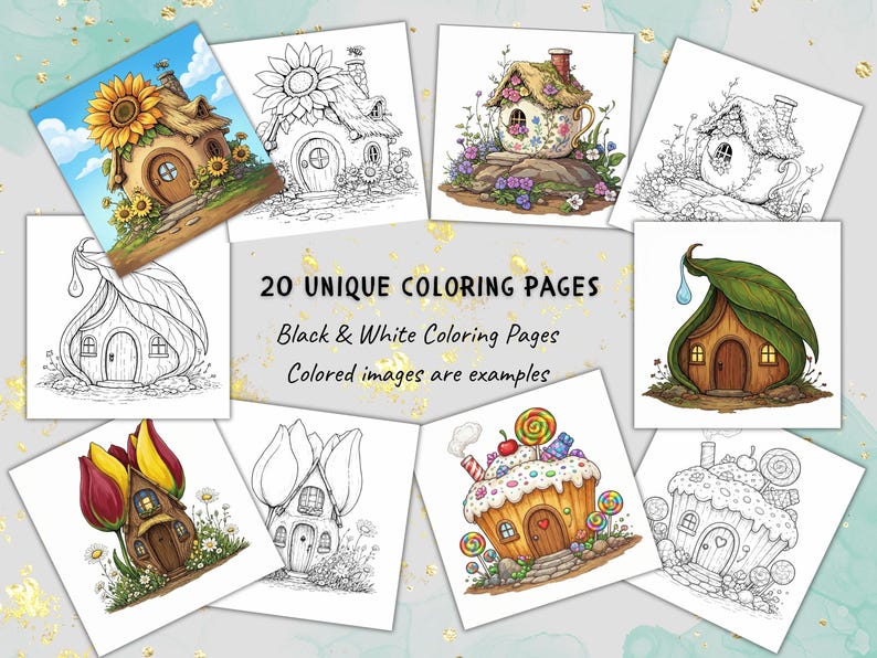 20 Fairy Houses Coloring Pages – Whimsical Fantasy Cottage Coloring ...