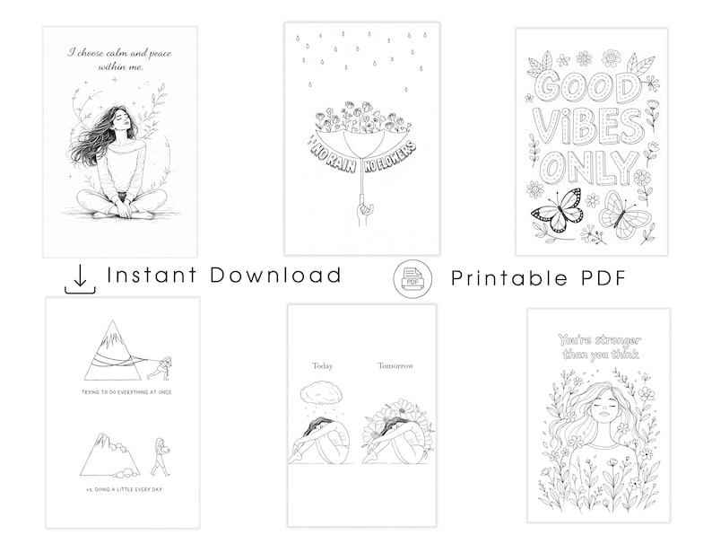 Mental Health Coloring Pages | ADHD Friendly Affirmations | 25 ...
