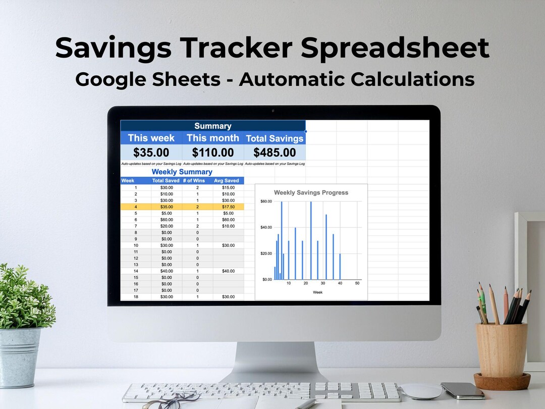 Savings Tracker Spreadsheet | Money Saving Log | Budget Tracker ...