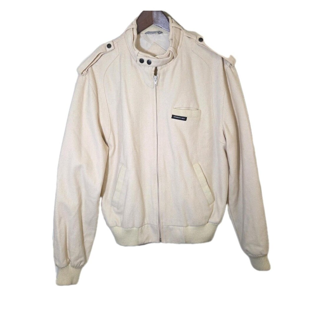 Vtg 1980 Members Only Europe Craft Wool Bomber Racer Jacket Rainbow ...