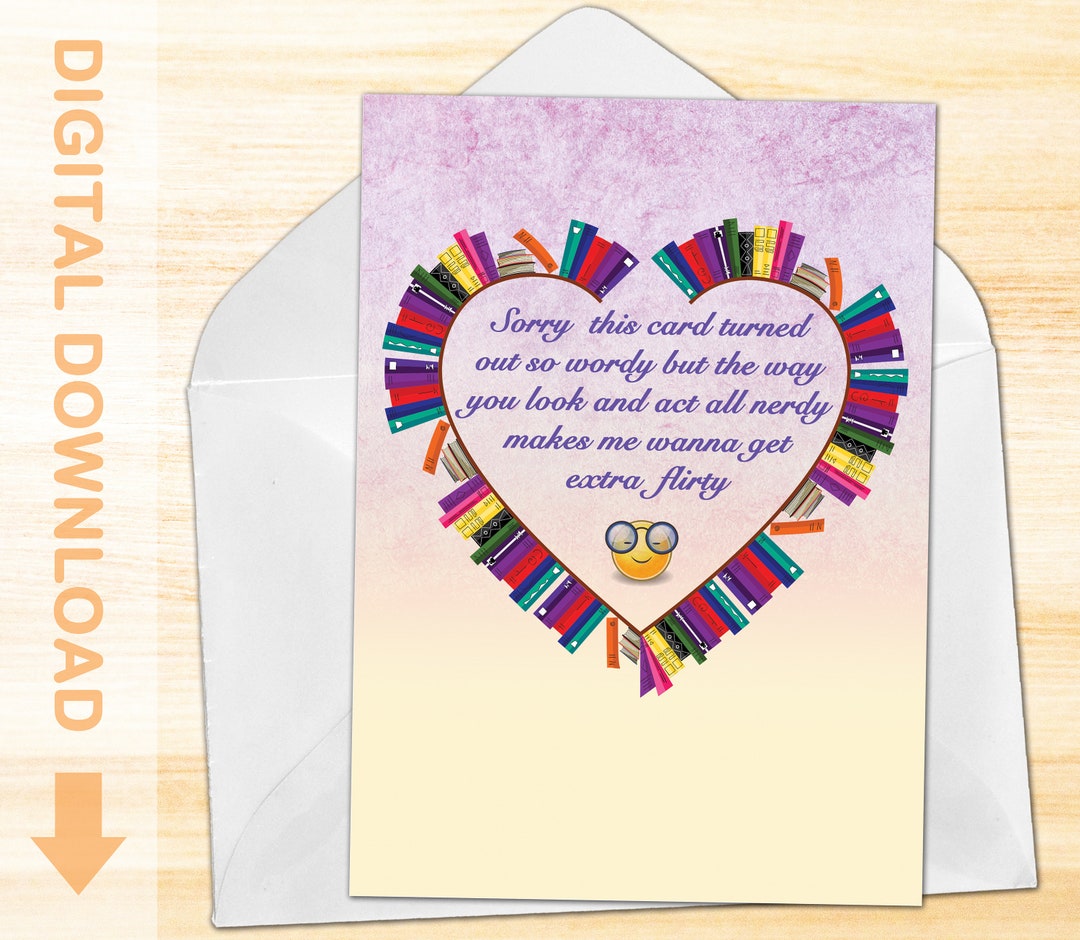 Word Nerd Romantic Greeting Card - Digital Download, Silly Poem, Geek ...