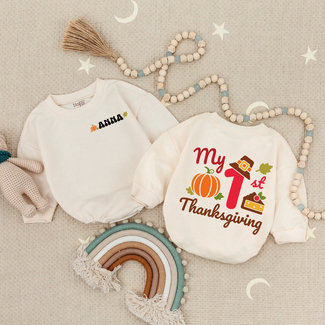 Personalized Name My First Thanksgiving Baby Romper,pumpkin Turkey ...