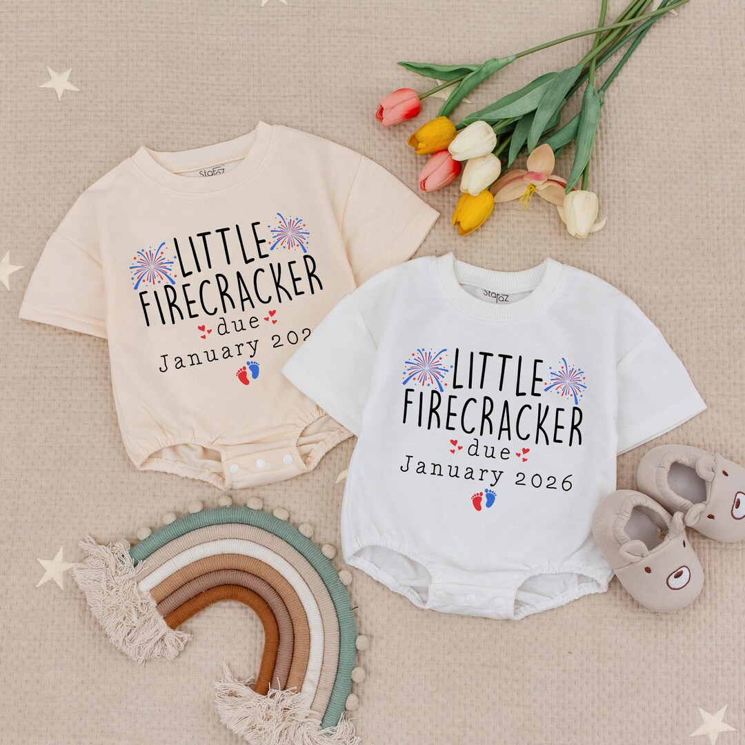 Personalized Little Firecracker 4th of July Pregnancy Announcement Baby ...