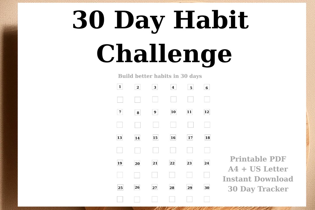30 Day Habit Tracker Printable | Minimal Habit Challenge Planner ...