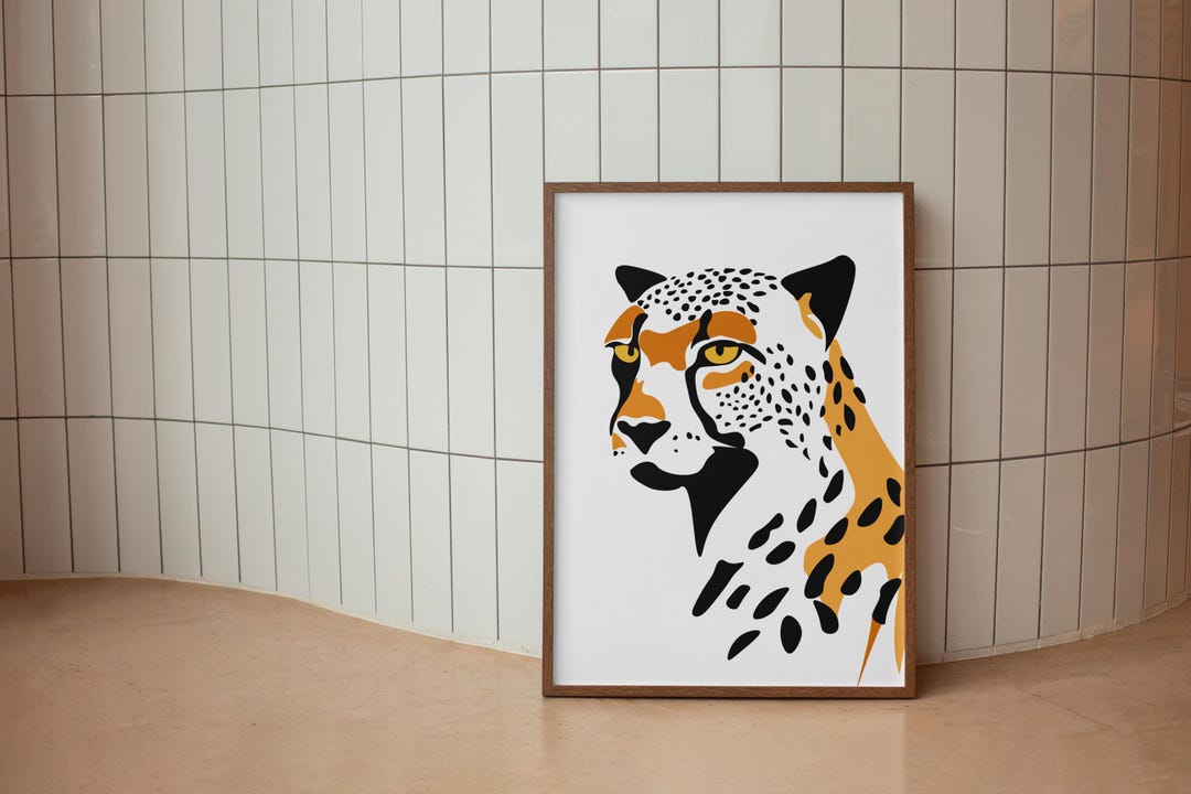 Minimalist Cheetah Art Print, Modern Wildlife Illustration - Etsy