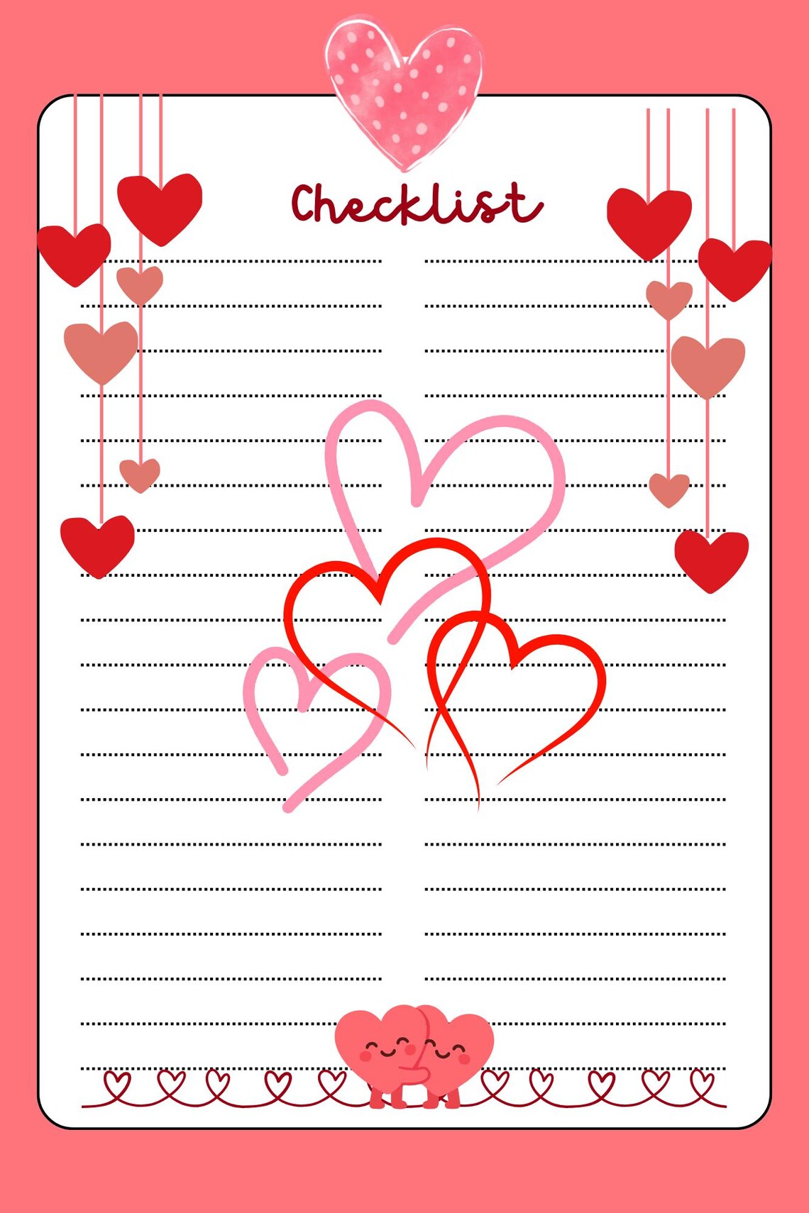 Checklist Heart Note Pad 6x9 In. PDF & PNG Files - Etsy