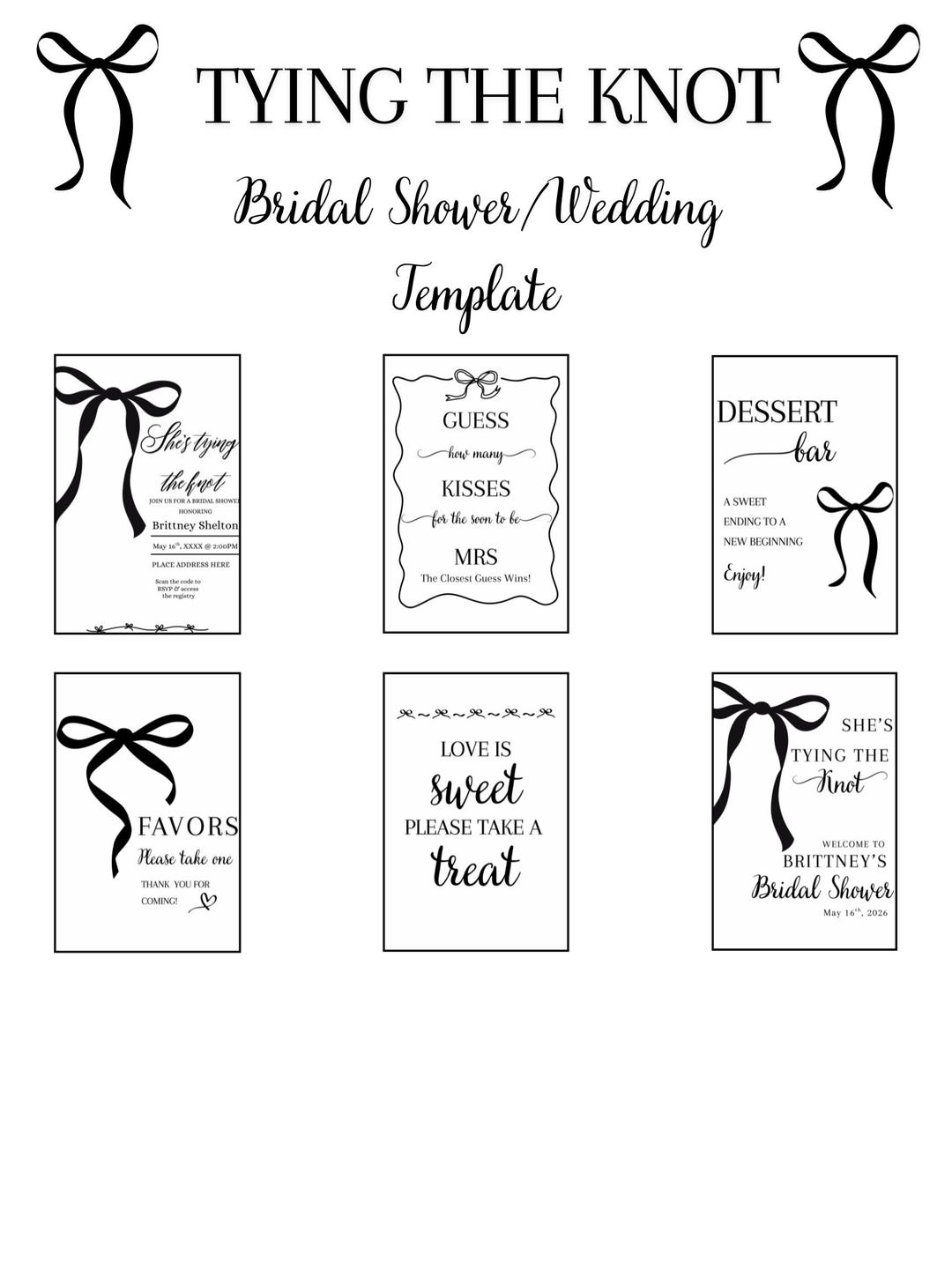 She's Tying the Knot Bridal Shower Bundle, Editable Templates (digital ...