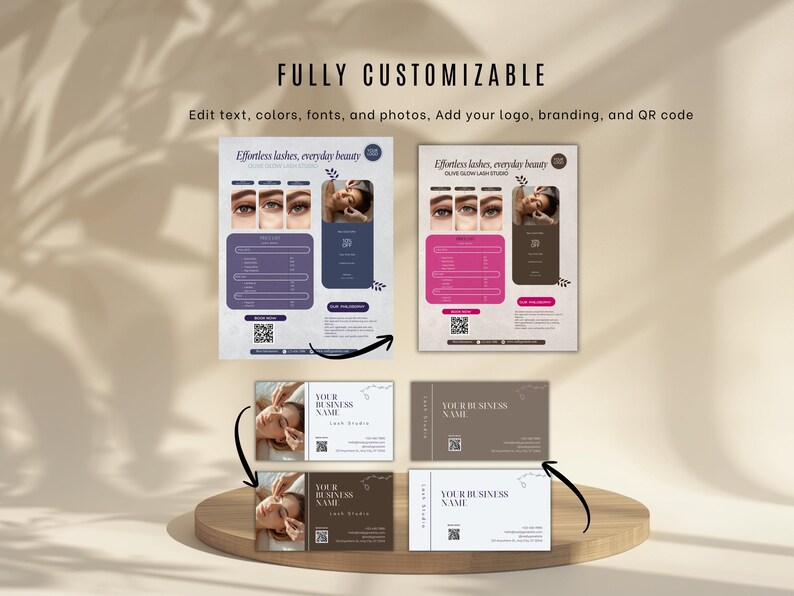 Lash Business Branding Canva Template Bundle Editable Flyer Business ...