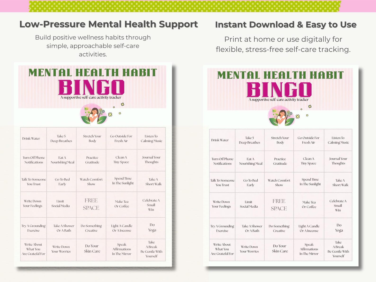 Printable Mental Health Bingo Cards | Self-care Activity, Therapy ...