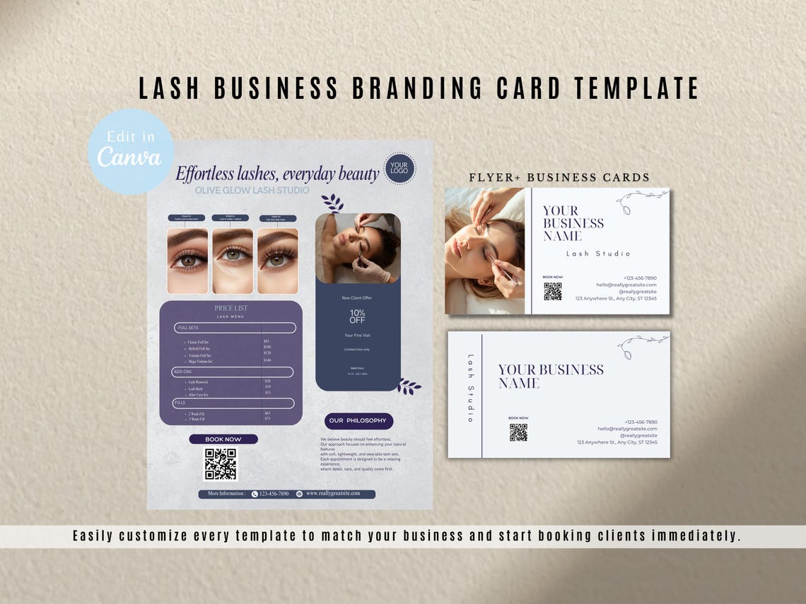 Lash Business Branding Canva Template Bundle Editable Flyer Business ...