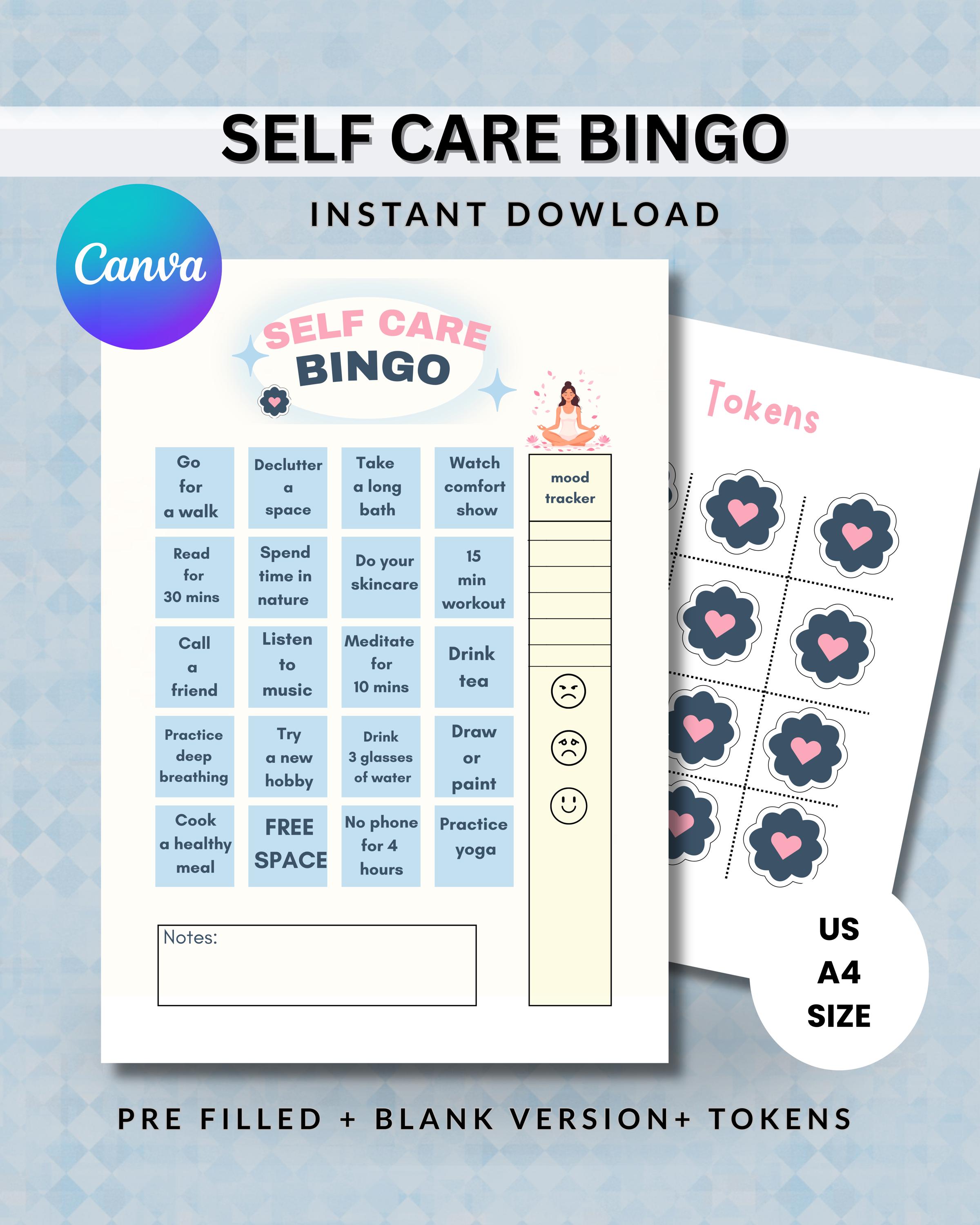 Self-care Bingo Printable Game | Wellness Activity, Mindfulness ...
