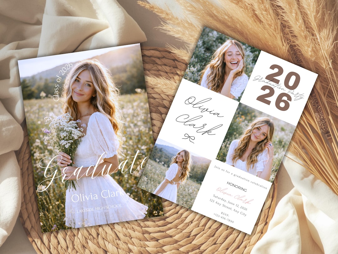 Modern Graduation Announcement Card, Senior Photo Invite Class of 2026 ...