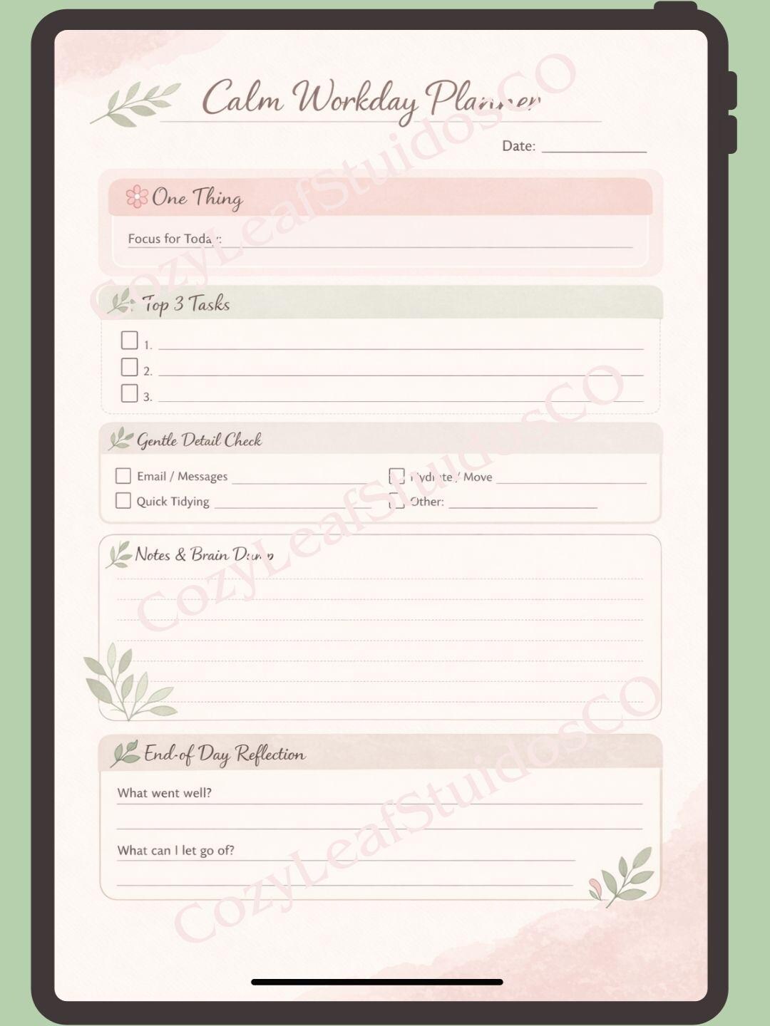 Calm Workday Planner | Soft Cozy Daily Productivity Planner | Gentle ...