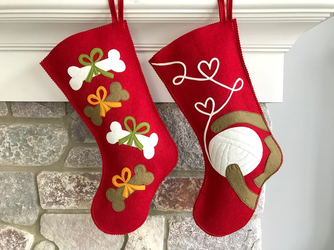 Handmade Wool Felt Christmas Cat Stocking: Celebrate Your Kitty at the ...