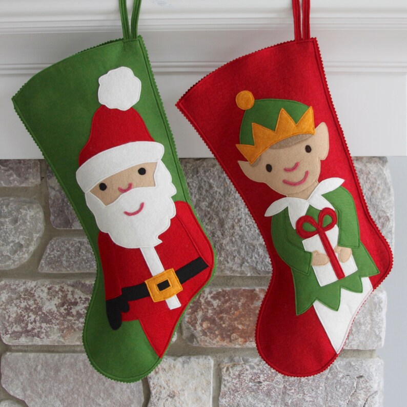 Handmade Wool Felt Christmas Stocking: Celebrate with an Elf | Etsy