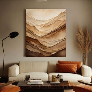 Oversized Earth Tone Abstract Layered Landscape Canvas | Large ...