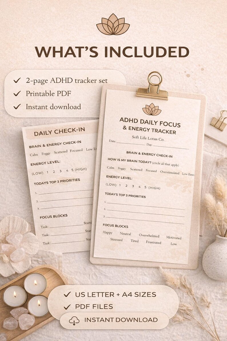 ADHD Daily Focus Tracker | Habit Tracker | Digital Download - Etsy