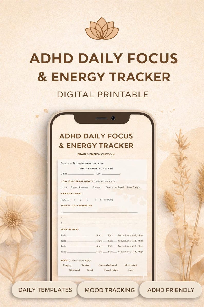 ADHD Daily Focus Tracker | Habit Tracker | Digital Download - Etsy