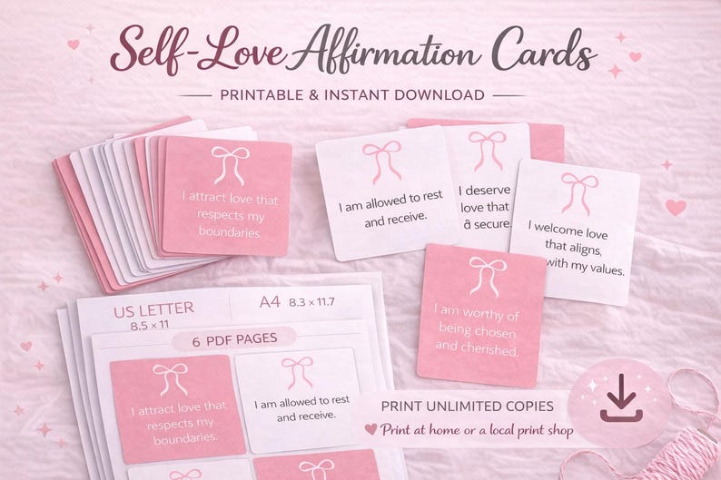 Self-love Affirmation Cards | Bundle | Valentine's Gift | Mental Health ...