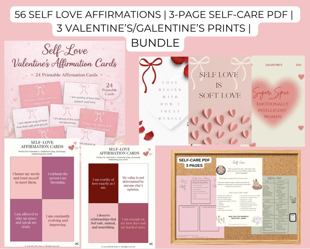 Self-love Affirmation Cards | Bundle | Valentine's Gift | Mental Health ...