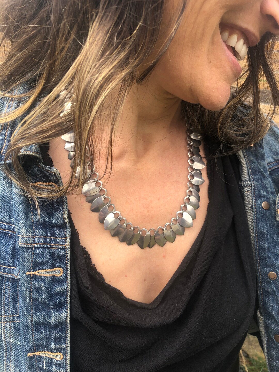 Scale Necklace, Stainless Steel Scale Necklace, Stainless Scale Jewelry ...