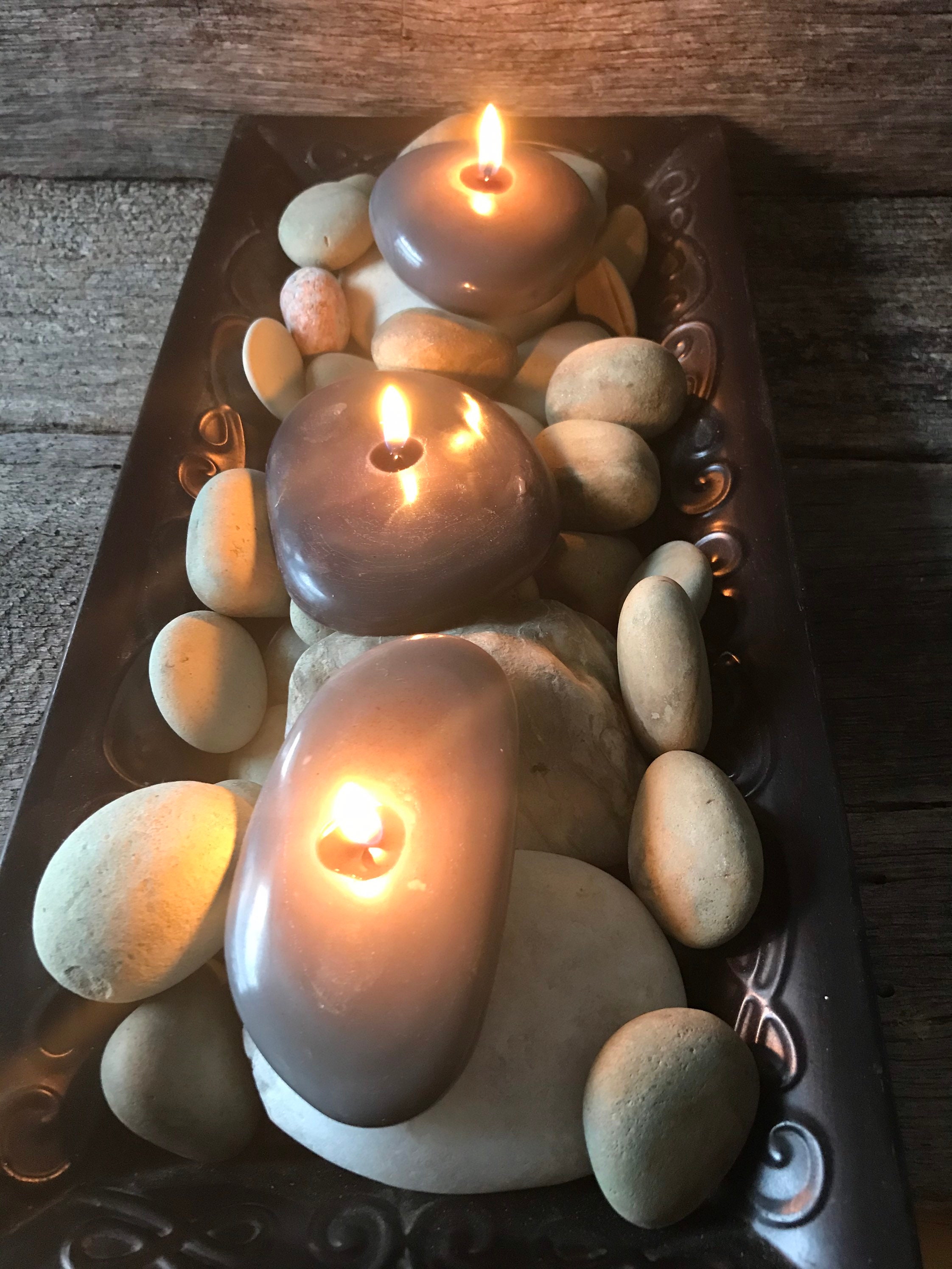 Set of 3 Rock / Stone Shaped Pure Beeswax candles | Etsy