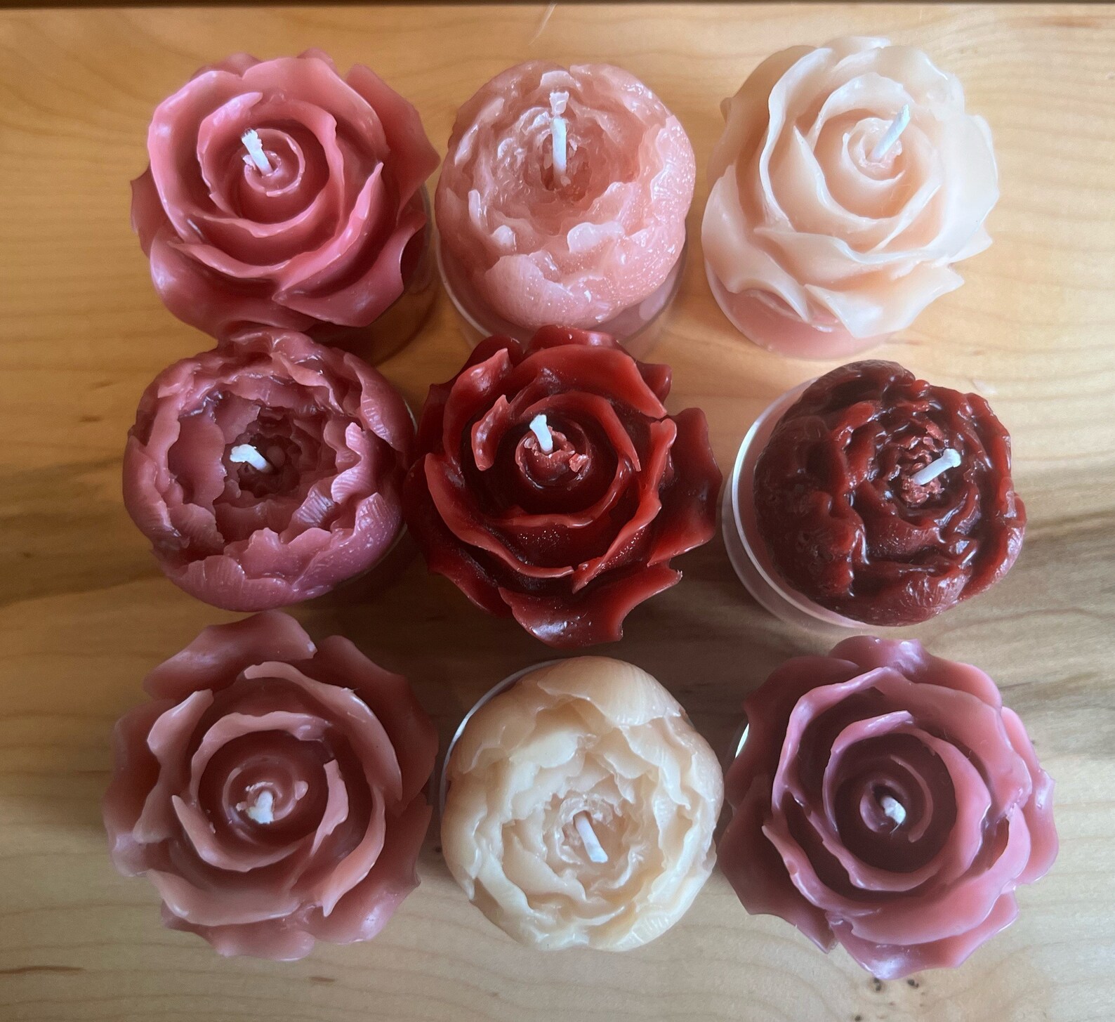 6 Rose Shaped Beeswax Tealight Candles Dozen Roses Wedding - Etsy