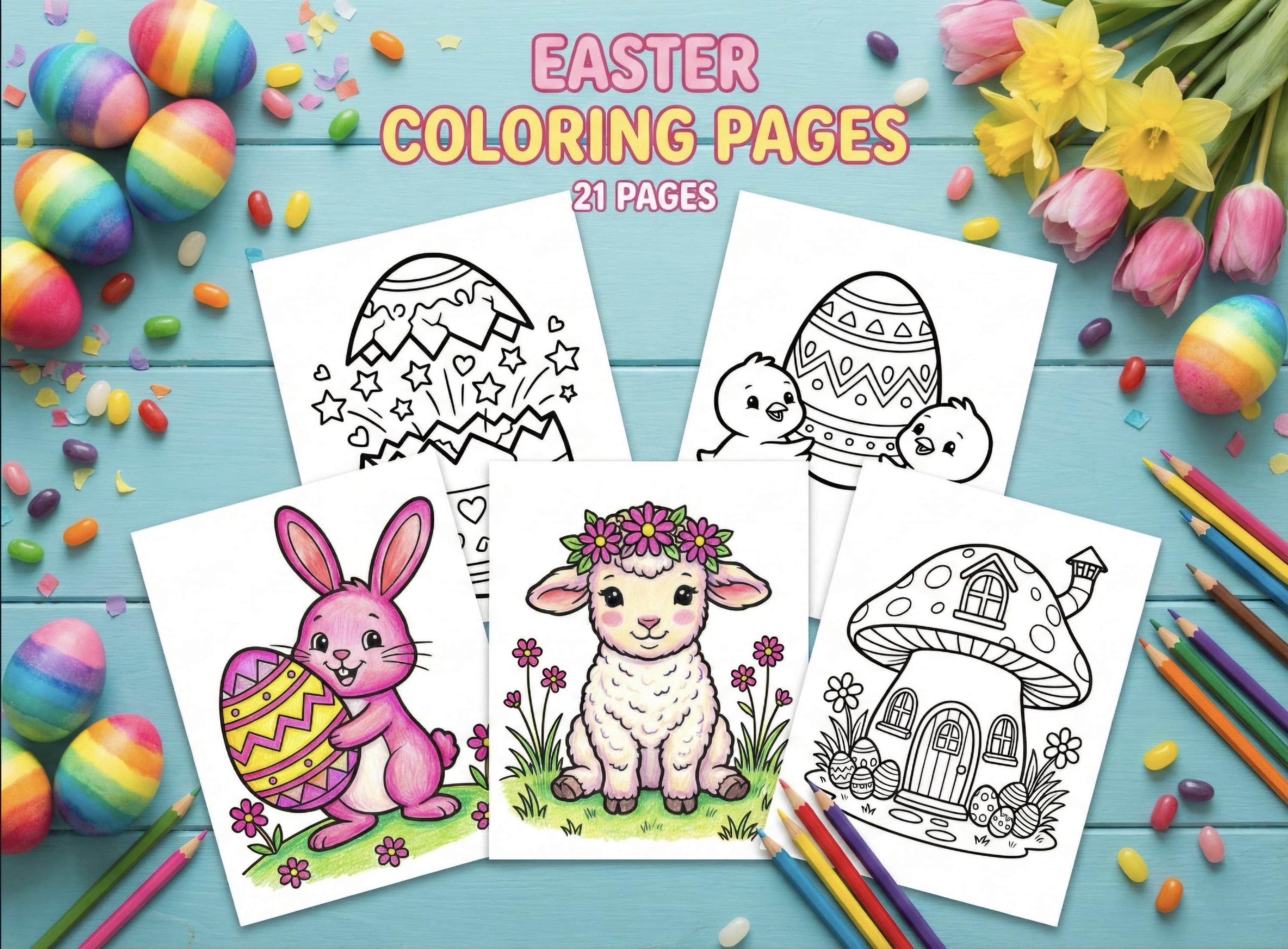 Easter Coloring Pages for Kids, Toddler Coloring Book, Preschool Spring ...