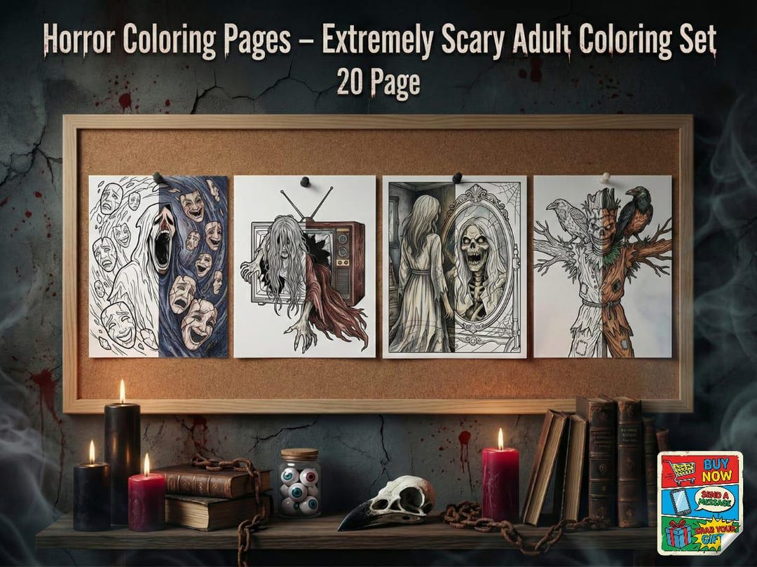 20 Detailed Horror Coloring Pages for Adults, Creepy Coloring Book ...