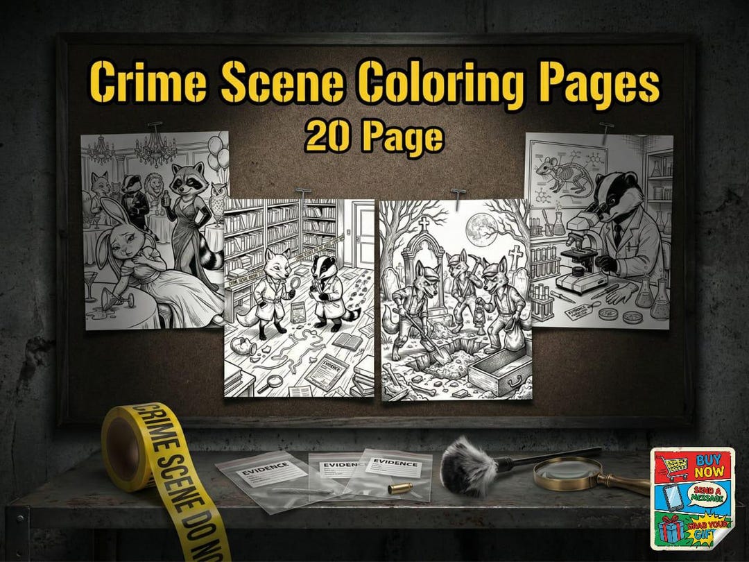 20 True Crime Coloring Pages for Adults, Creepy Cute Murder Mystery Art ...