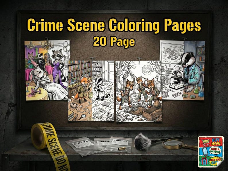 20 True Crime Coloring Pages for Adults, Creepy Cute Murder Mystery Art ...