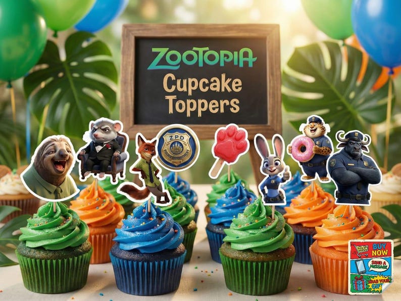 Zootopia Cupcake Toppers, Printable Zootopia Birthday Party Decorations ...