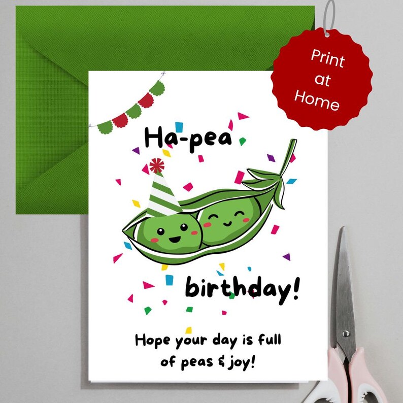 Pea Birthday Card | Printable Geburtstagskarte (digital Download) - Etsy