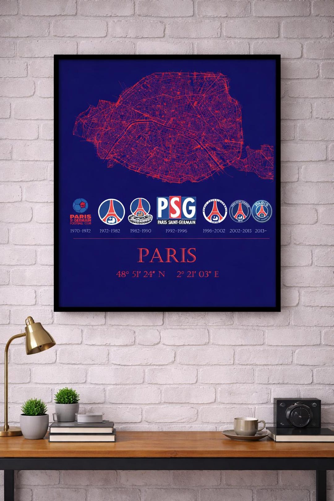 Paris Saint Germain Logos PSG Paris City Map Art Print, Minimalist Road ...