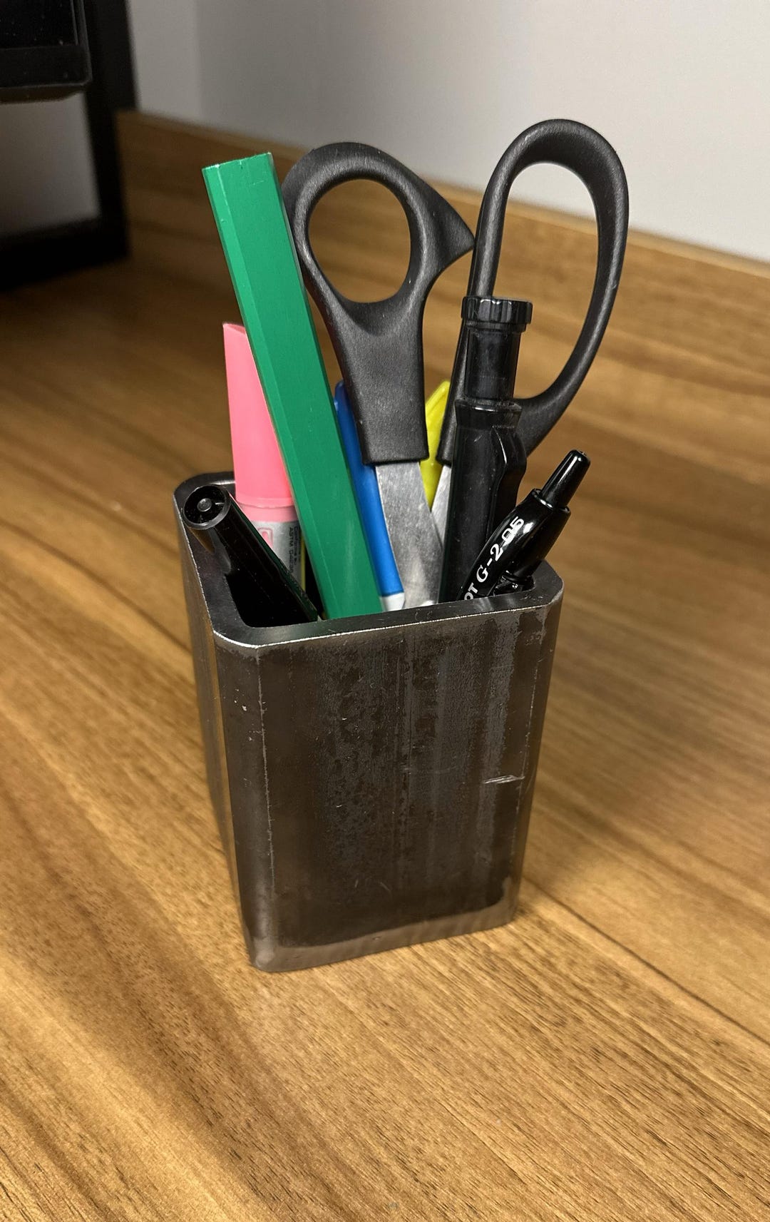 Solid Steel Desk Pen Cup - Etsy