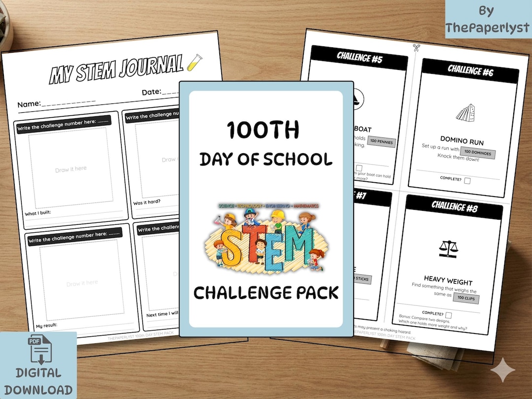 100th Day of School Stem Challenges | K-5 (printable ) | Activity PDF ...