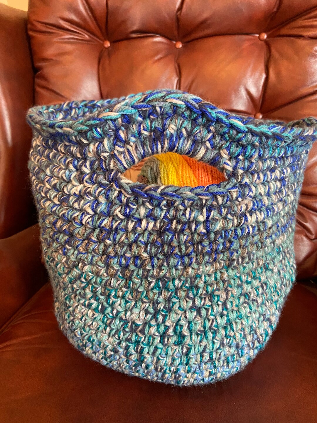 Sea Glass Crochet Basket - Etsy