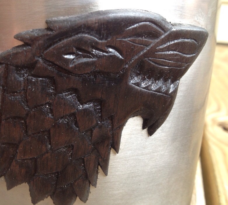 Hand Carved Flask of House Stark - Direwolf - Etsy